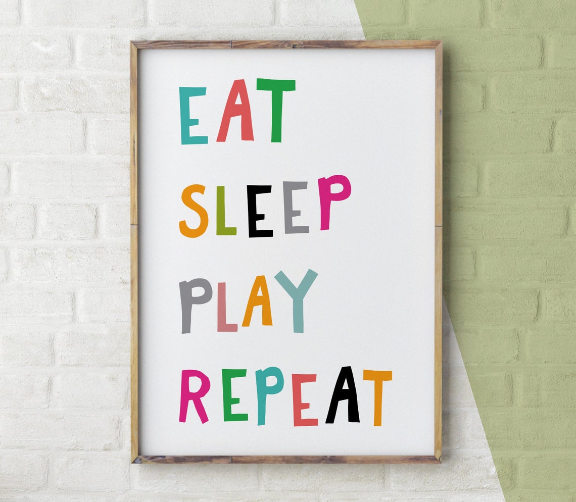 Eat Sleep Play Repeat Print Nursery Art Printable Wall Art | Etsy
