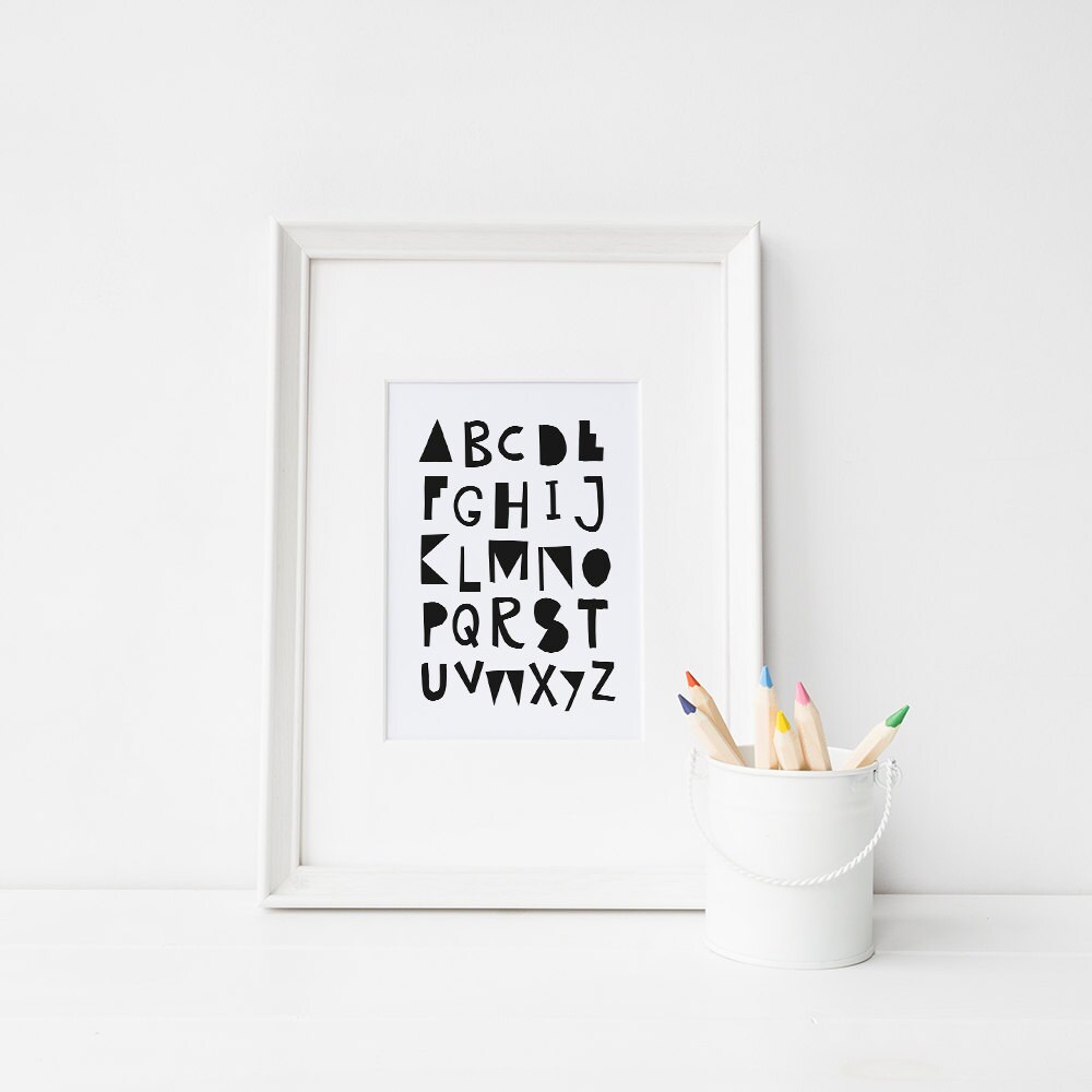 Alphabet Printable Letter Poster Black and White Nursery | Etsy