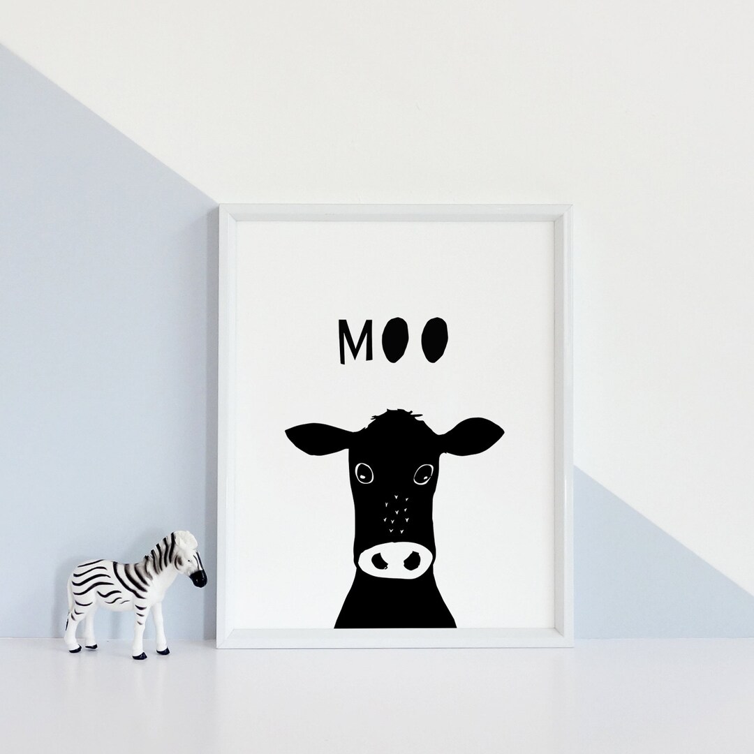 Cow Art Print Nursery, Moo, Farmhouse Nursery Wall Art Decor, Printable ...