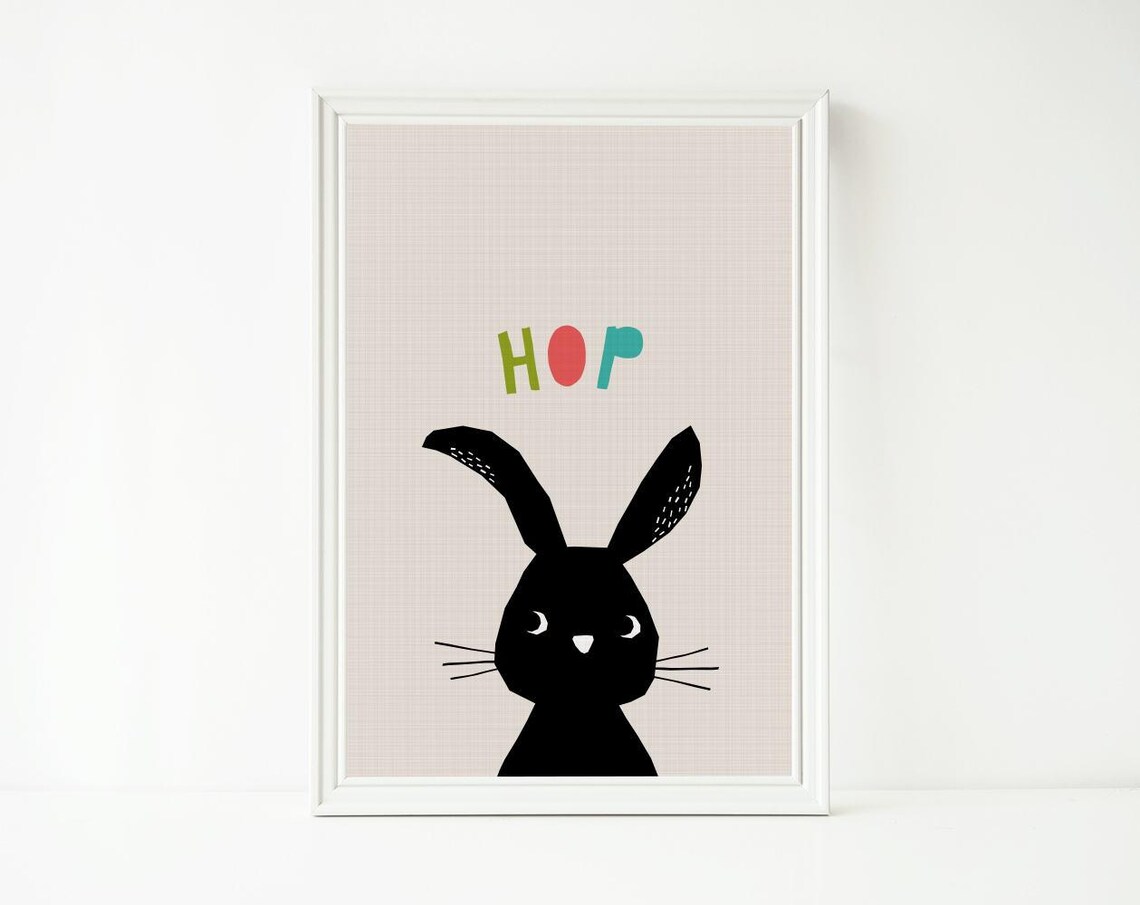 Nursery Art Hop Rabbit Nursery Printable Girls Nursery - Etsy