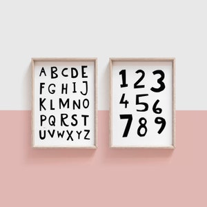 Nursery Wall Art Printable Alphabet and Numbers Set, ABC Poster and 123 ...