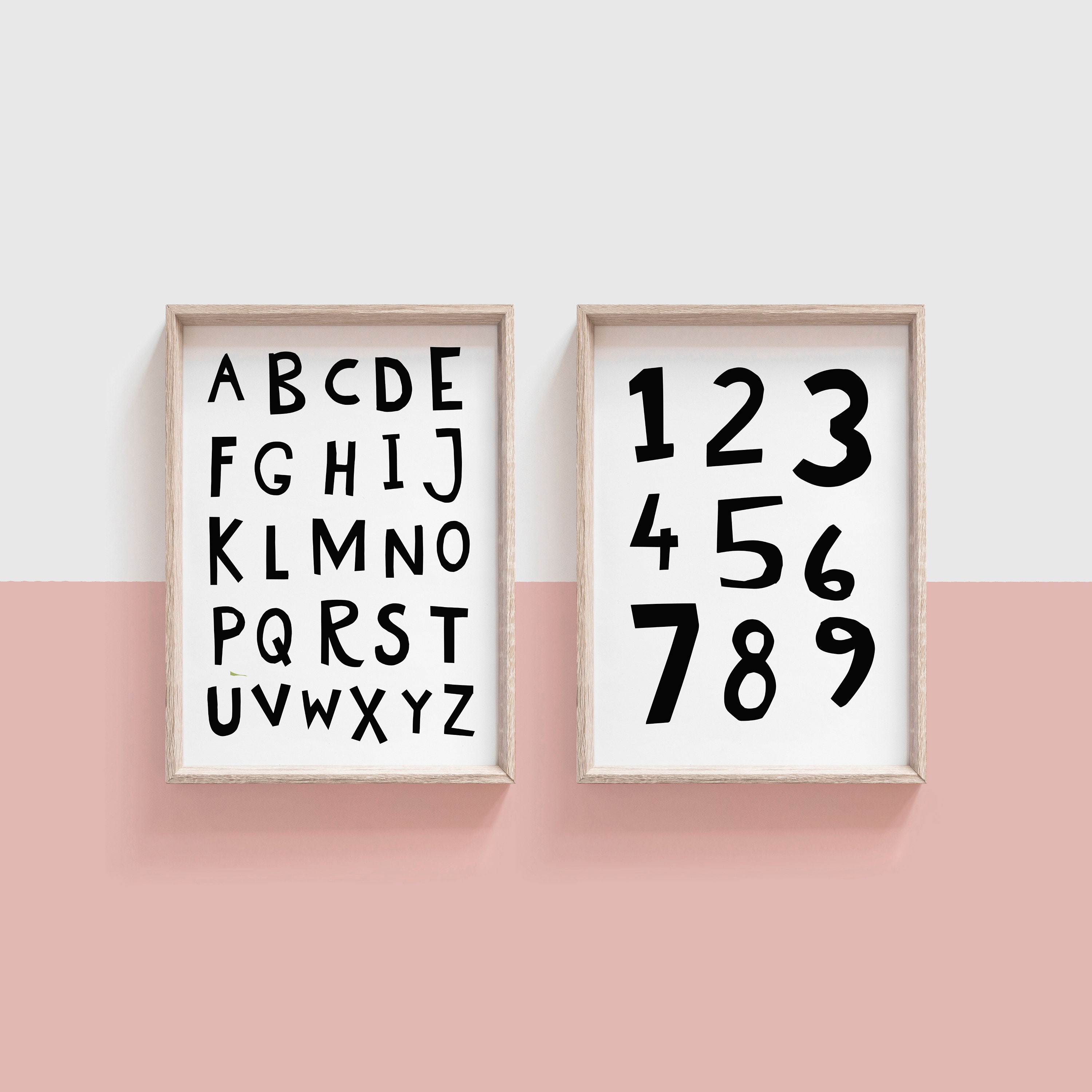 Nursery Wall Art Printable Alphabet and Numbers Set ABC - Etsy