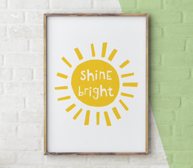Shine Bright Printable Sunshine Print Sunshine Wall Art Sun - Etsy