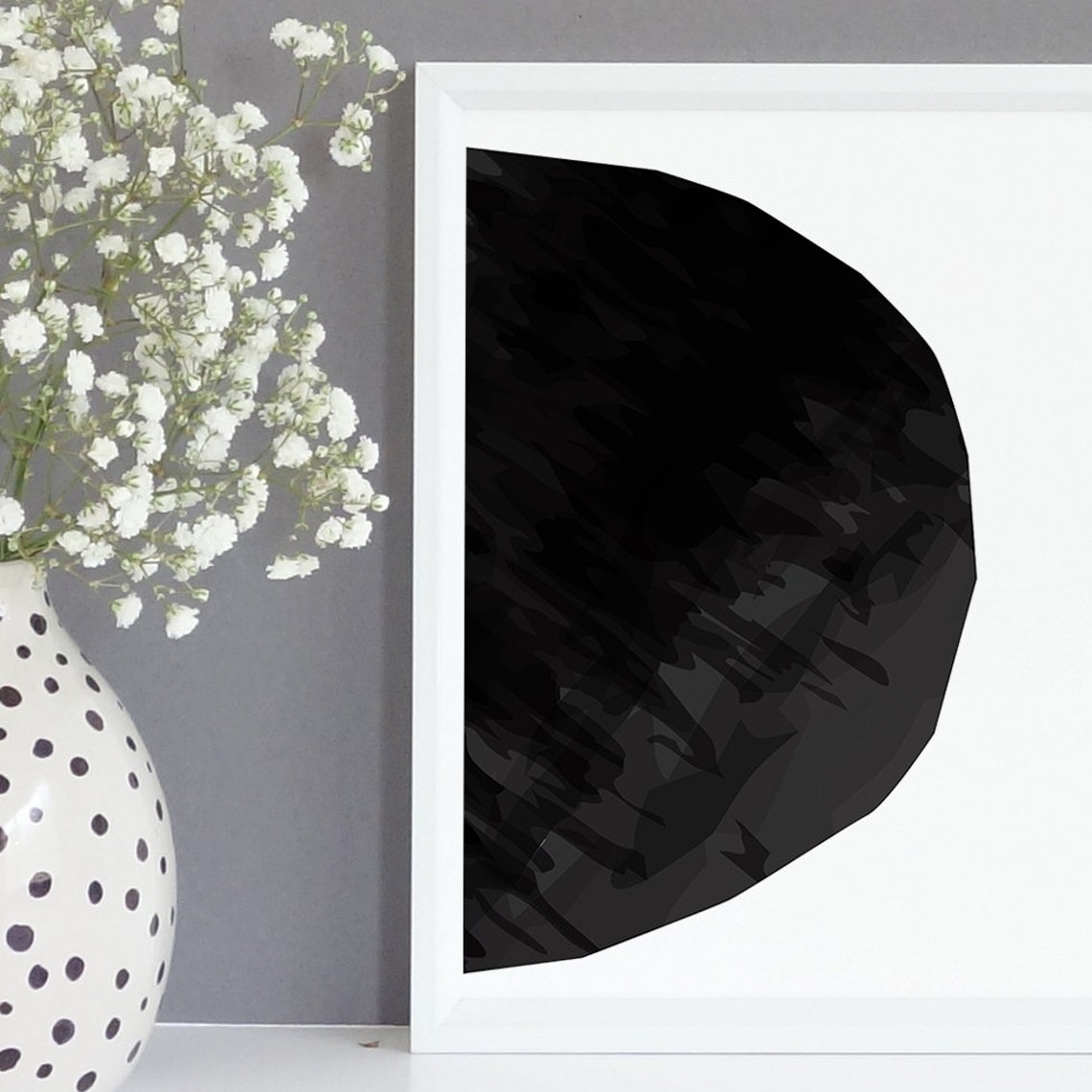 Large Abstract Printable Art Black and White Minimal Square - Etsy