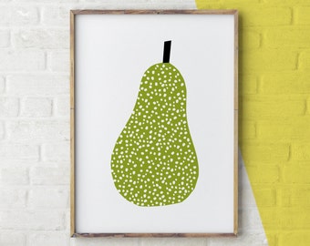 Abstract pear fruit line art Pear wall art Minimalist