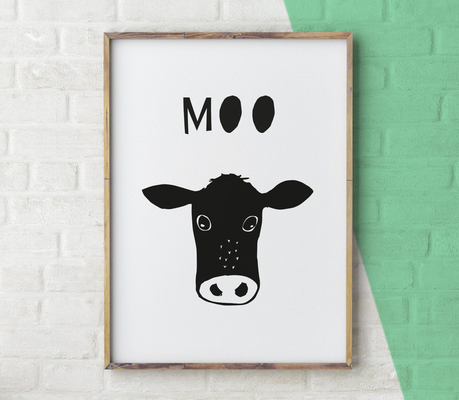 Black and White Nursery Print Cow Print Cow Wall Art Baby - Etsy