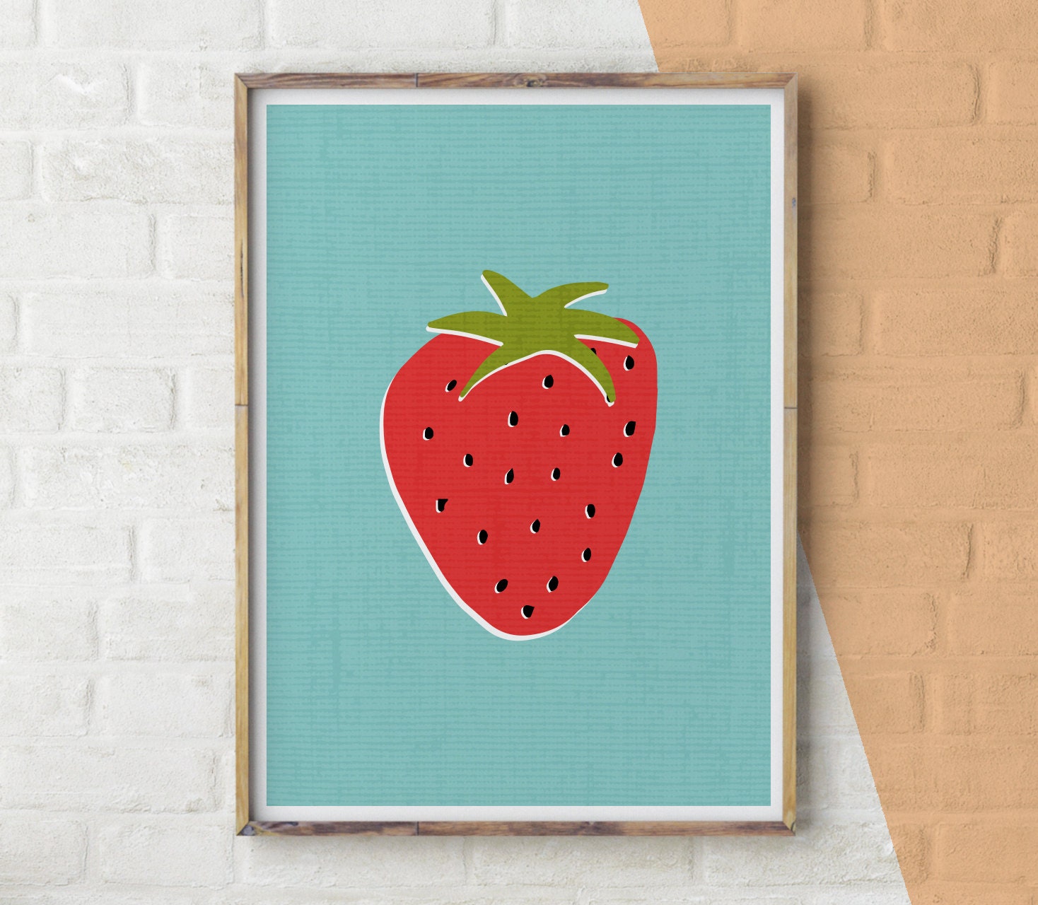 Wall Art Printable Strawberry Print Strawberry Colourful | Etsy