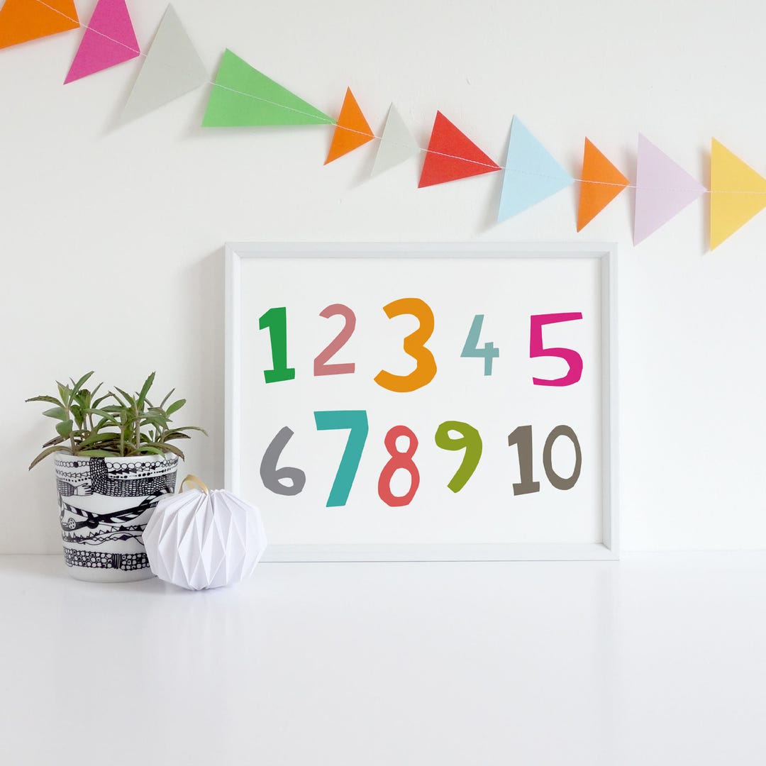 Baby Nursery Art Print Number Printable 123 Print Rainbow - Etsy