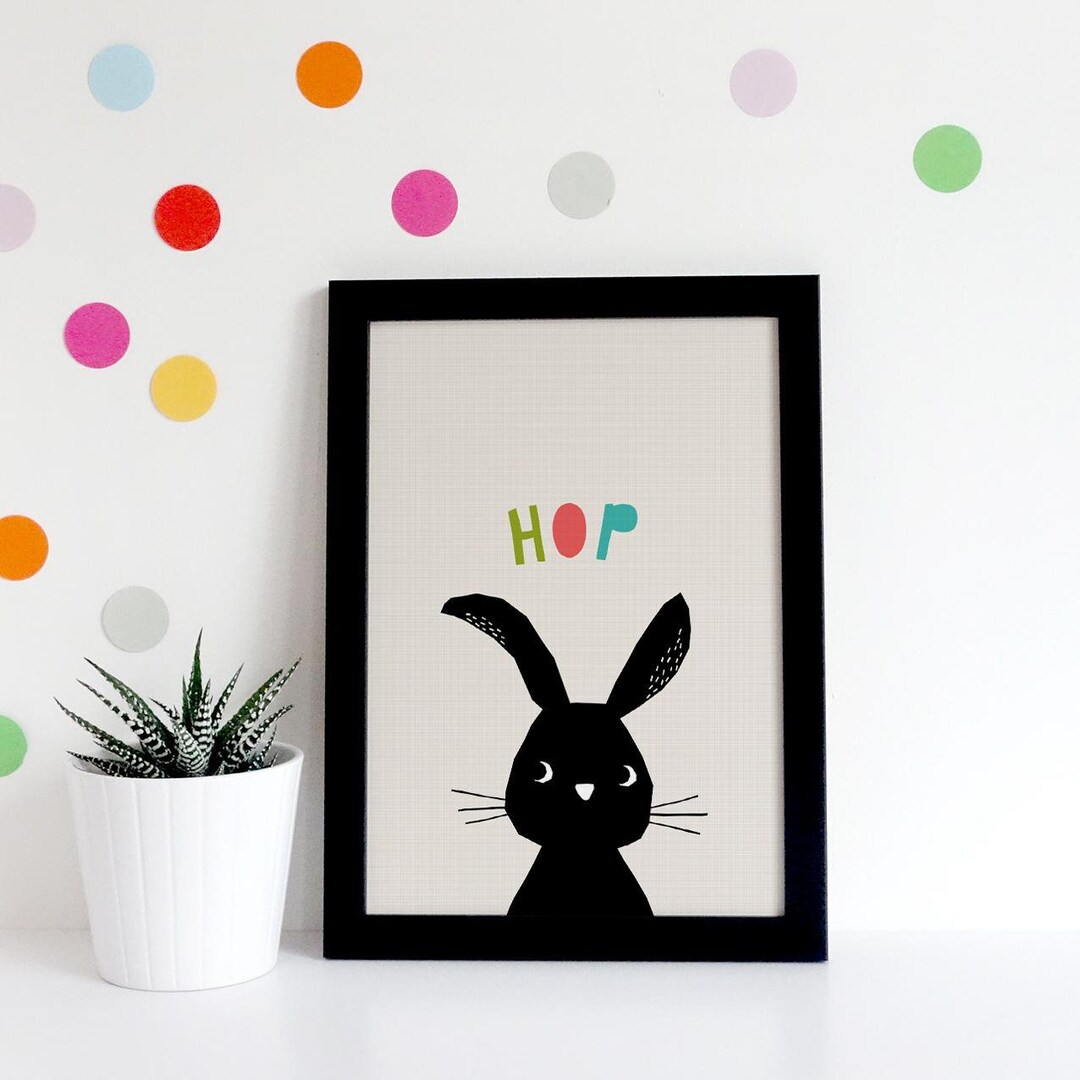 Nursery Art, Hop Rabbit Nursery Printable, Girls Nursery Ideas ...