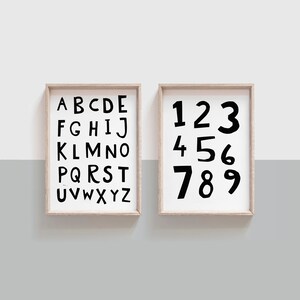 Nursery Wall Art Printable Alphabet and Numbers Set, ABC Poster and 123 ...
