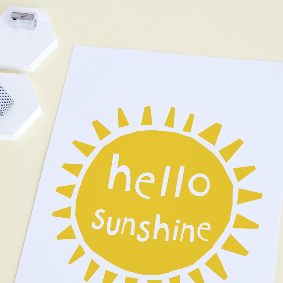 Hello Sunshine Quotes Prints Wall Art Printable Wall Art | Etsy