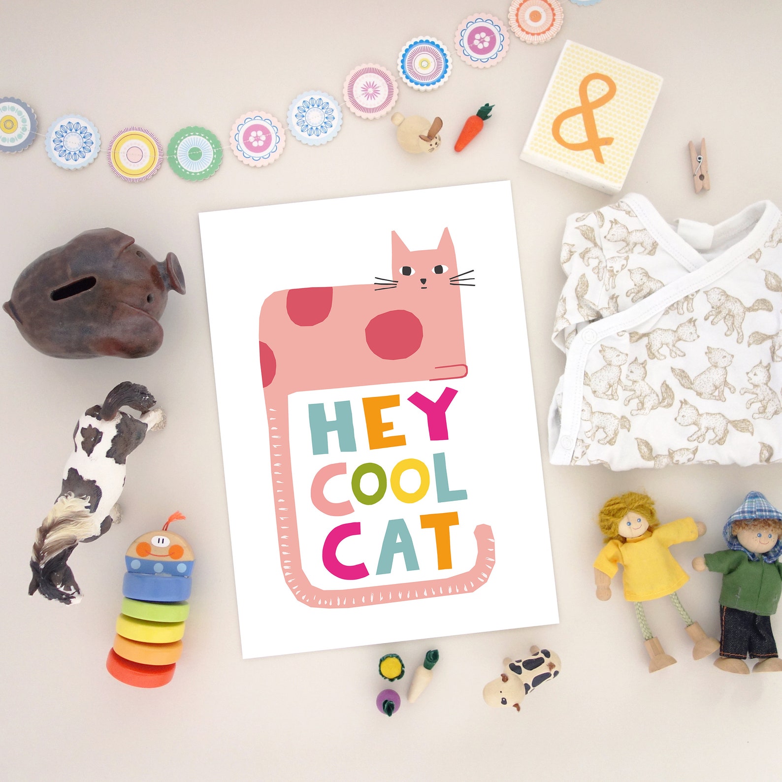 Hey Cool Cat Print Cat Wall Print Kids Printable Cat Art - Etsy