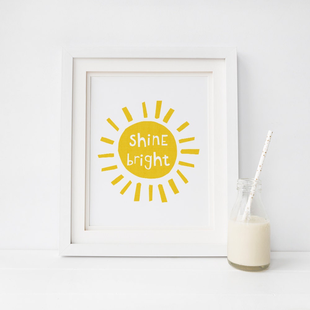 Shine Bright Printable Sunshine Print Sunshine Wall Art Sun | Etsy