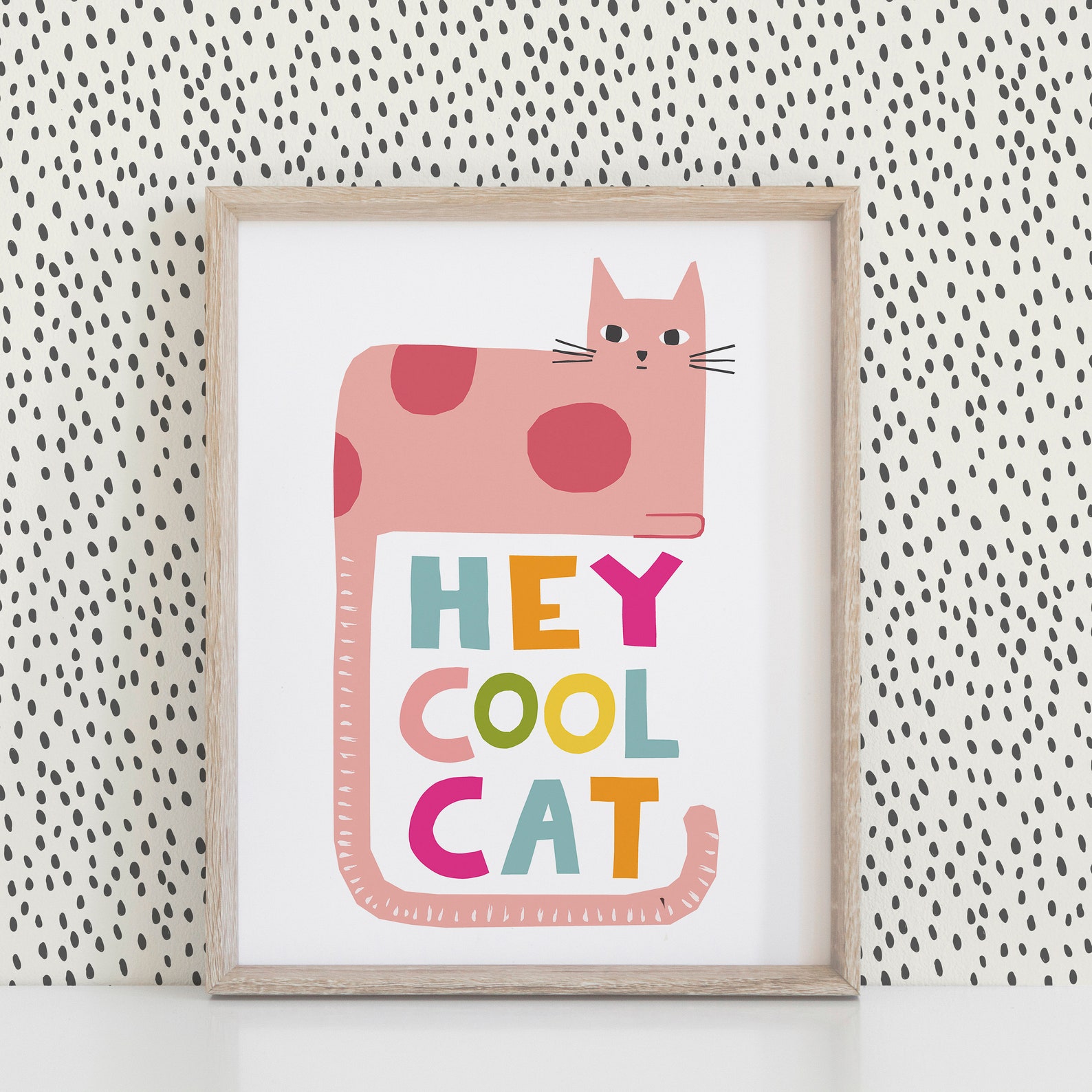 Hey Cool Cat Print Cat Wall Print Kids Printable Cat Art - Etsy