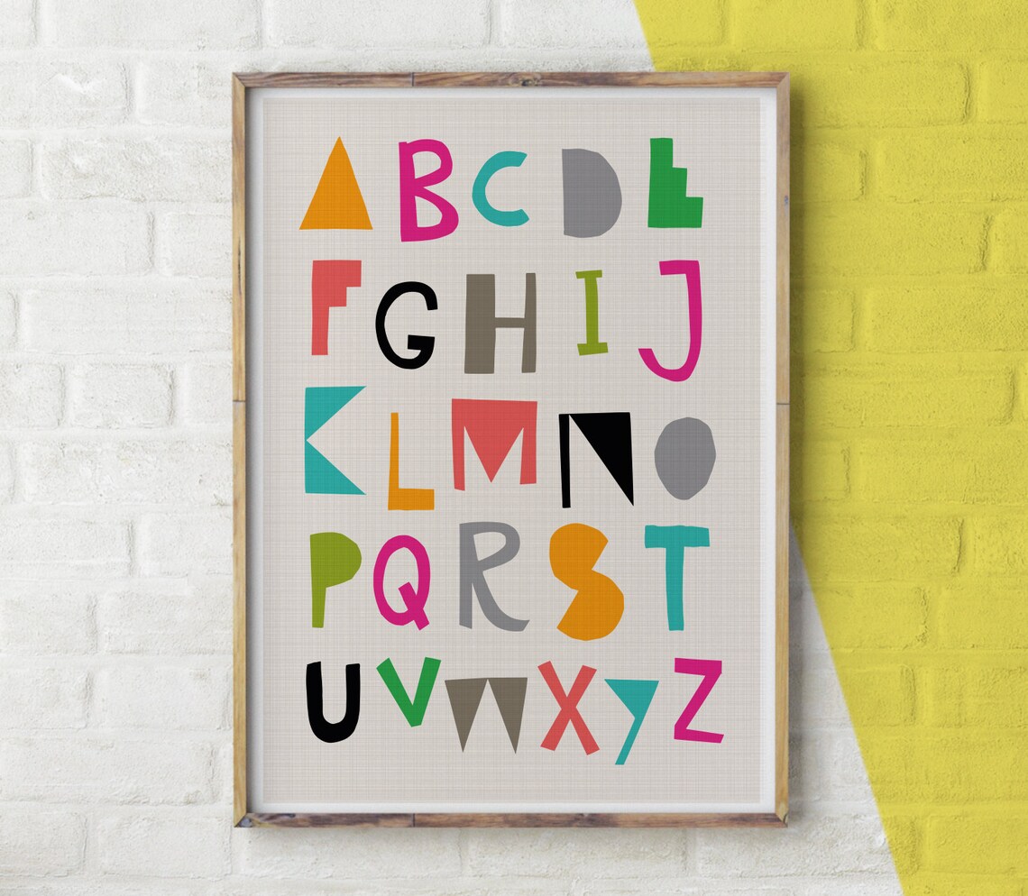 Colorful Alphabet Print Printable Wall Art Alphabet Poster | Etsy