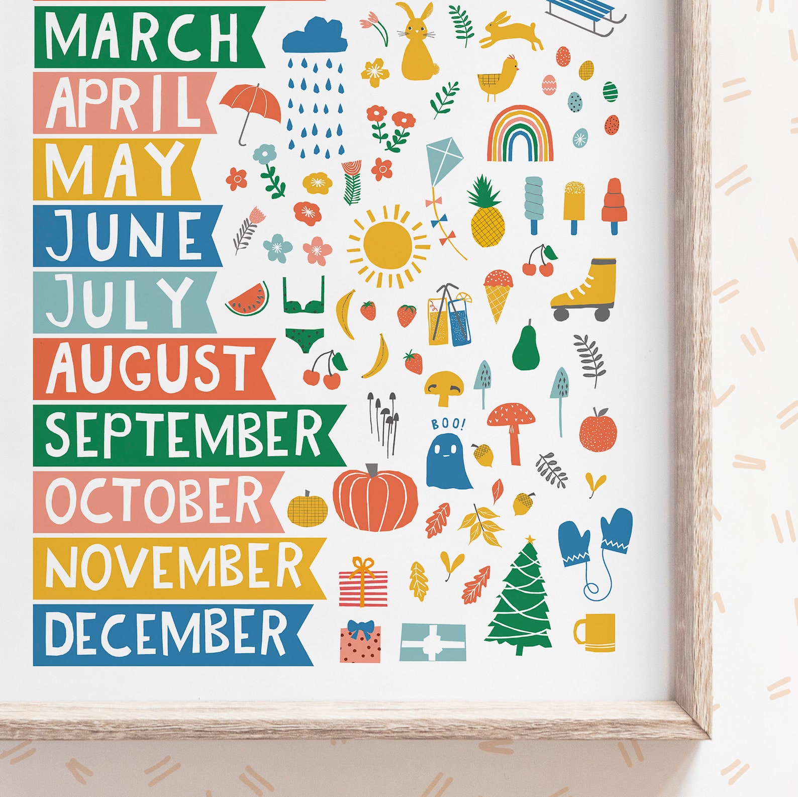 Months of the Year Illustrated Poster Montessori Poster | Etsy
