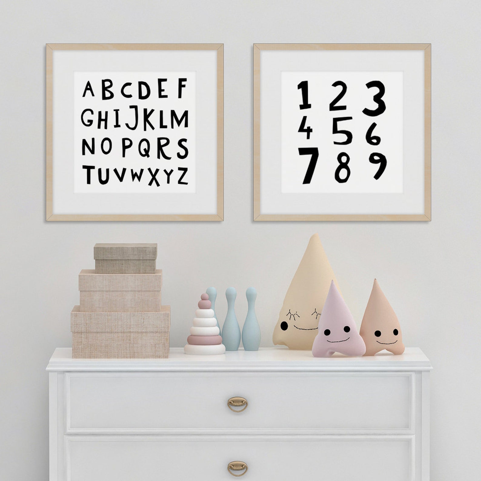 Nursery Wall Art Printable Alphabet and Numbers Set ABC - Etsy