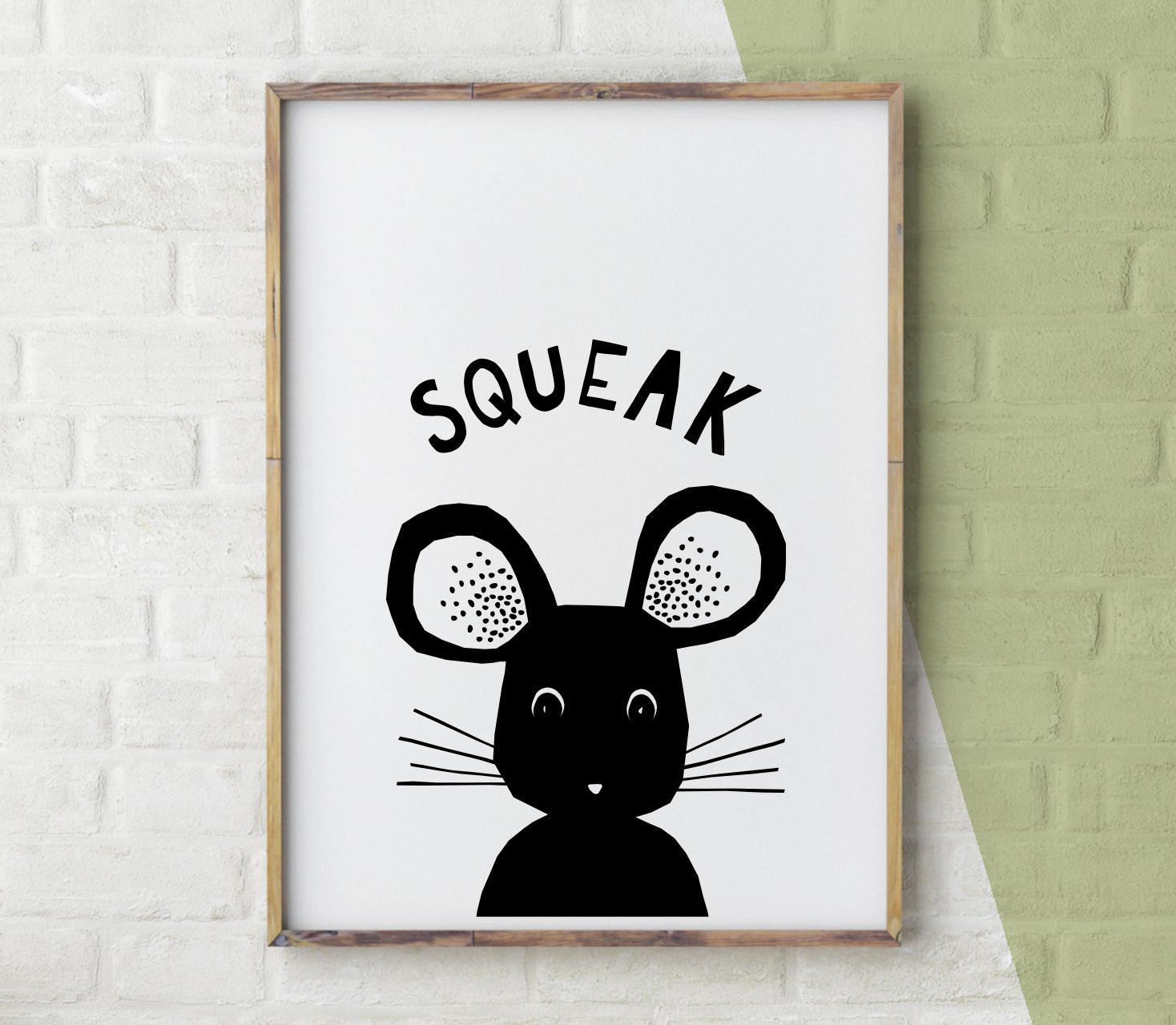 Mouse Print Nursery Wall Art Animals Nursery Prints Baby | Etsy