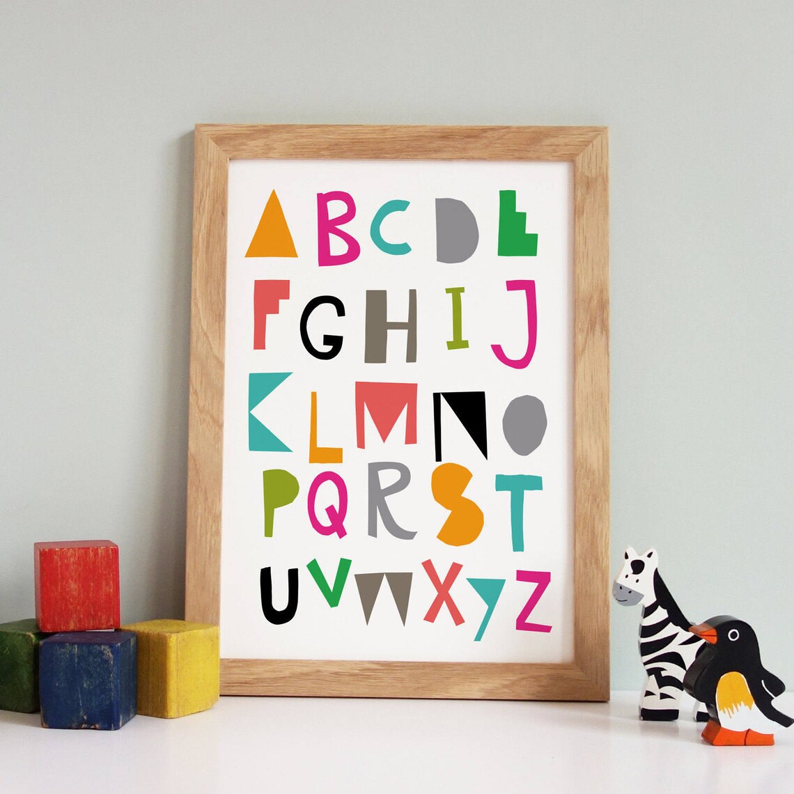 Alphabet Poster Nursery Art Alphabet Print Colourful - Etsy