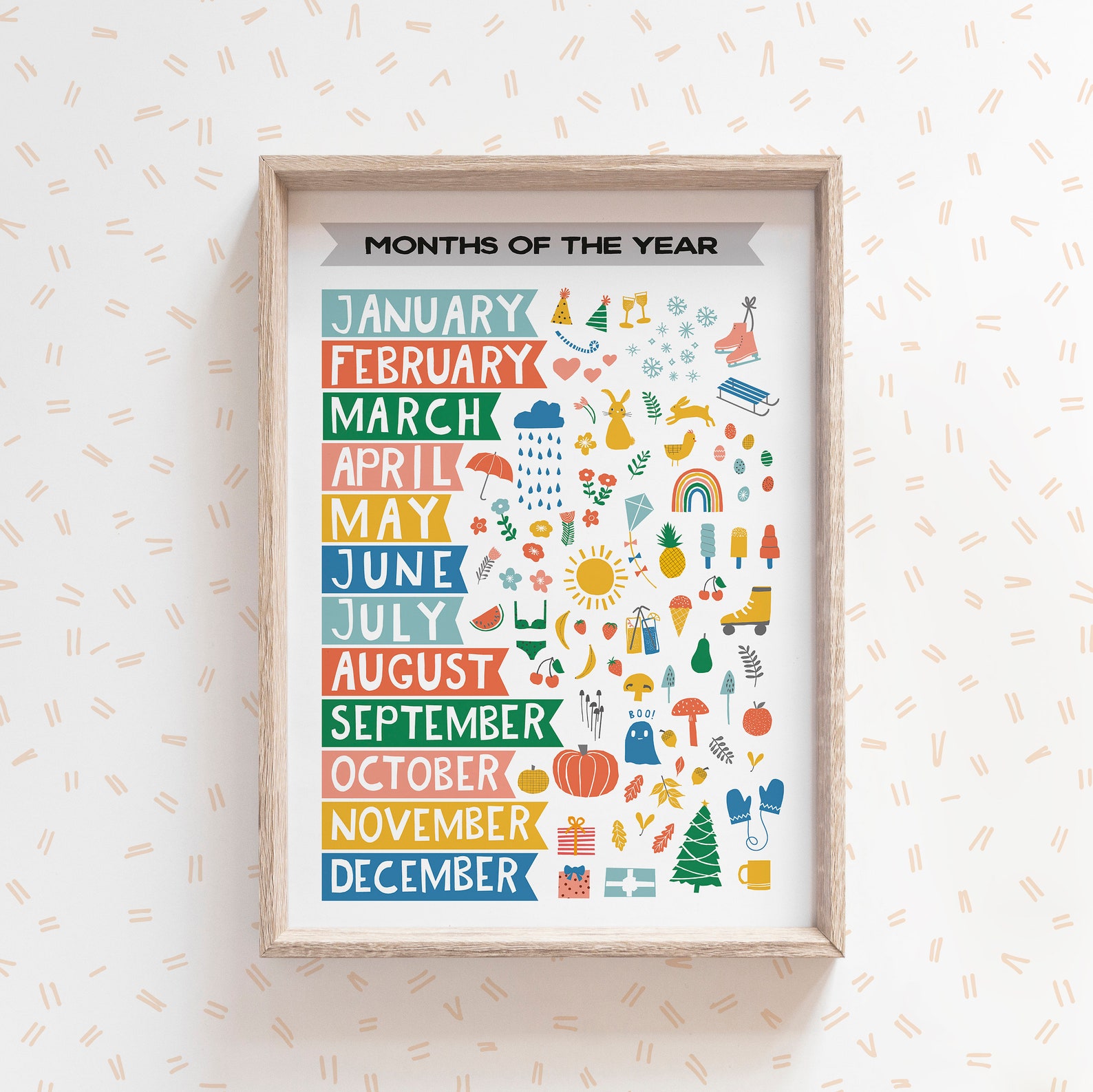 Months of the Year Illustrated Poster Montessori Poster | Etsy