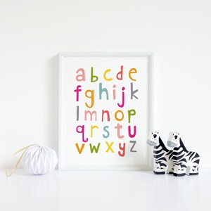 Girls Nursery Wall Art Set of 3, Pink Alphabet Poster, Rainbow Print ...