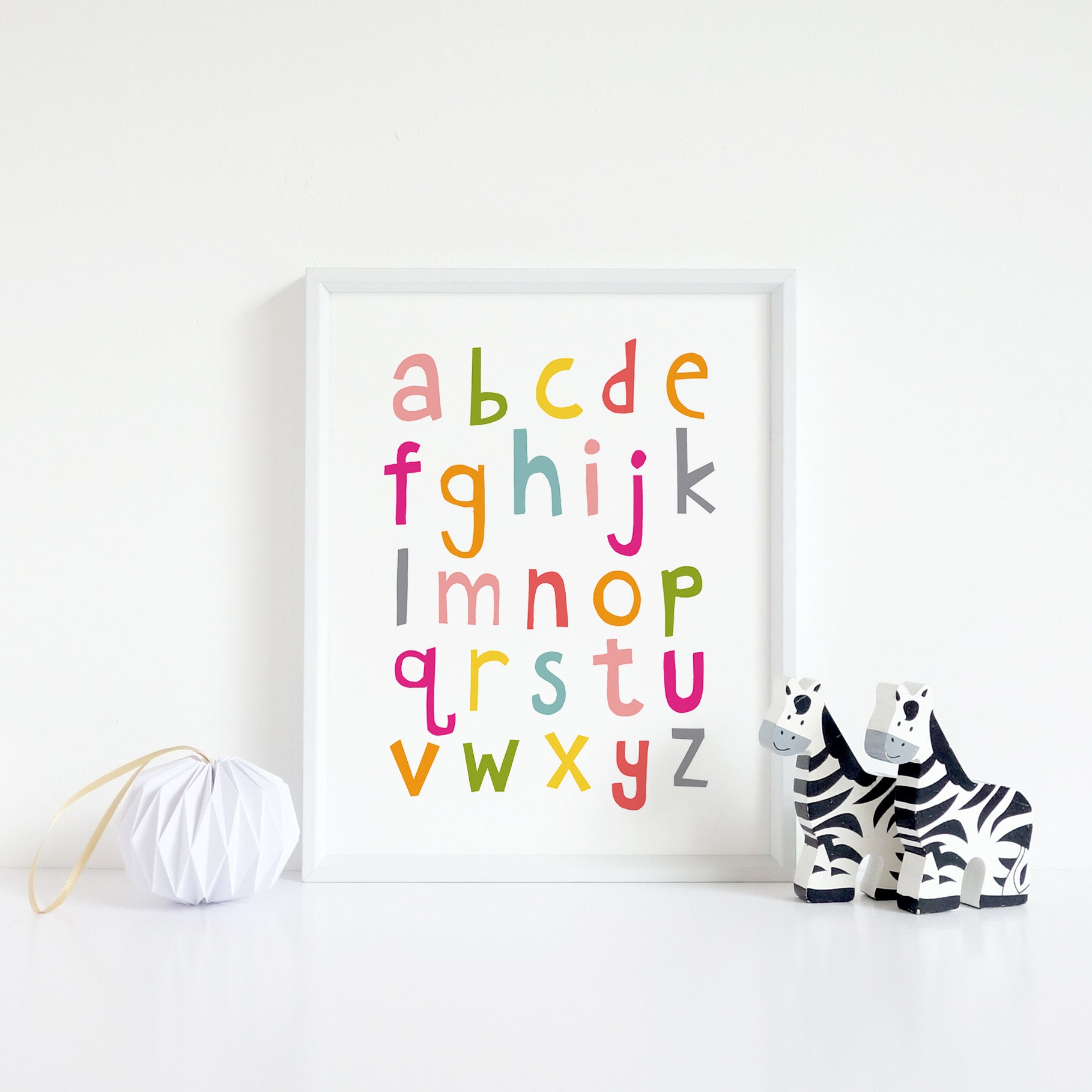 Girls Nursery Wall Art Set of 3 Pink Alphabet Poster Rainbow - Etsy