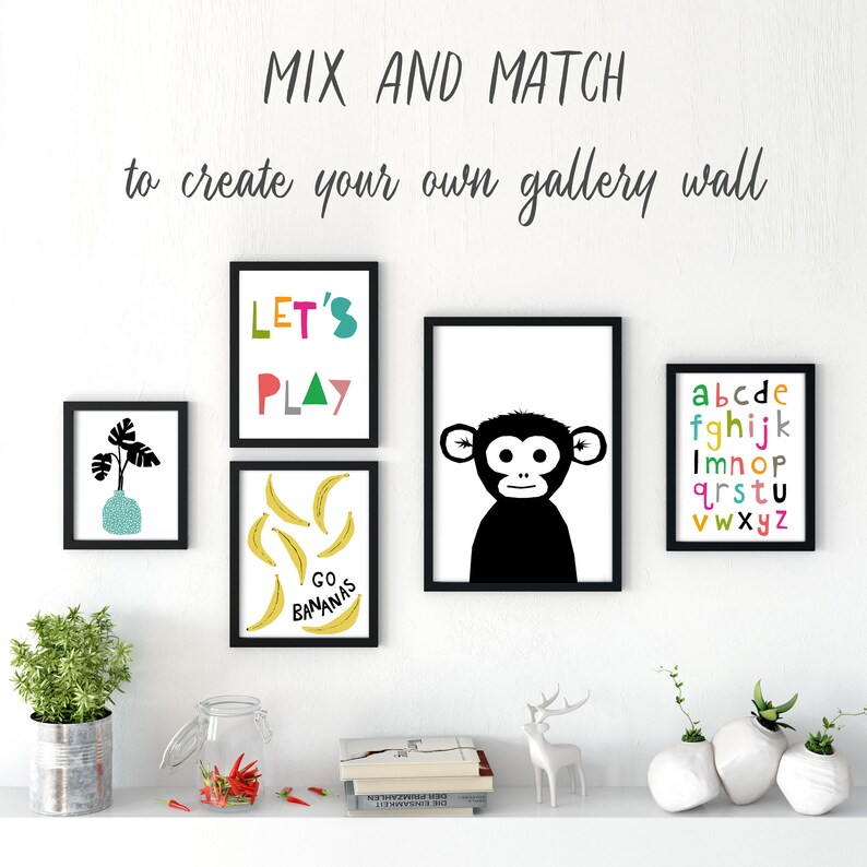 Baby Monkey Nursery Print Kids Room Decor Monkey Wall Art | Etsy