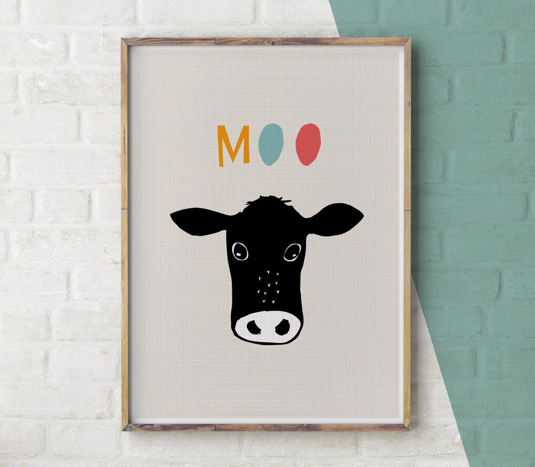 Cow Print, Printable Artwork Nursery, Cow Illustration, Nursery Poster ...