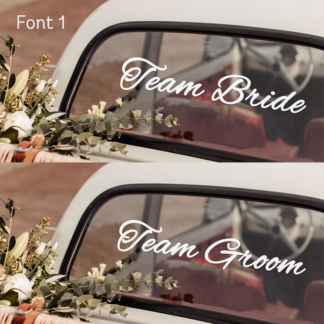 Team Bride Car Sticker, Team Groom Wedding Car Decal Set, Bridal Party ...
