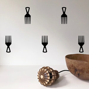 African Wall Decor - Afro Comb Decals - Afro Pick Vinyl Decals - Wooden ...