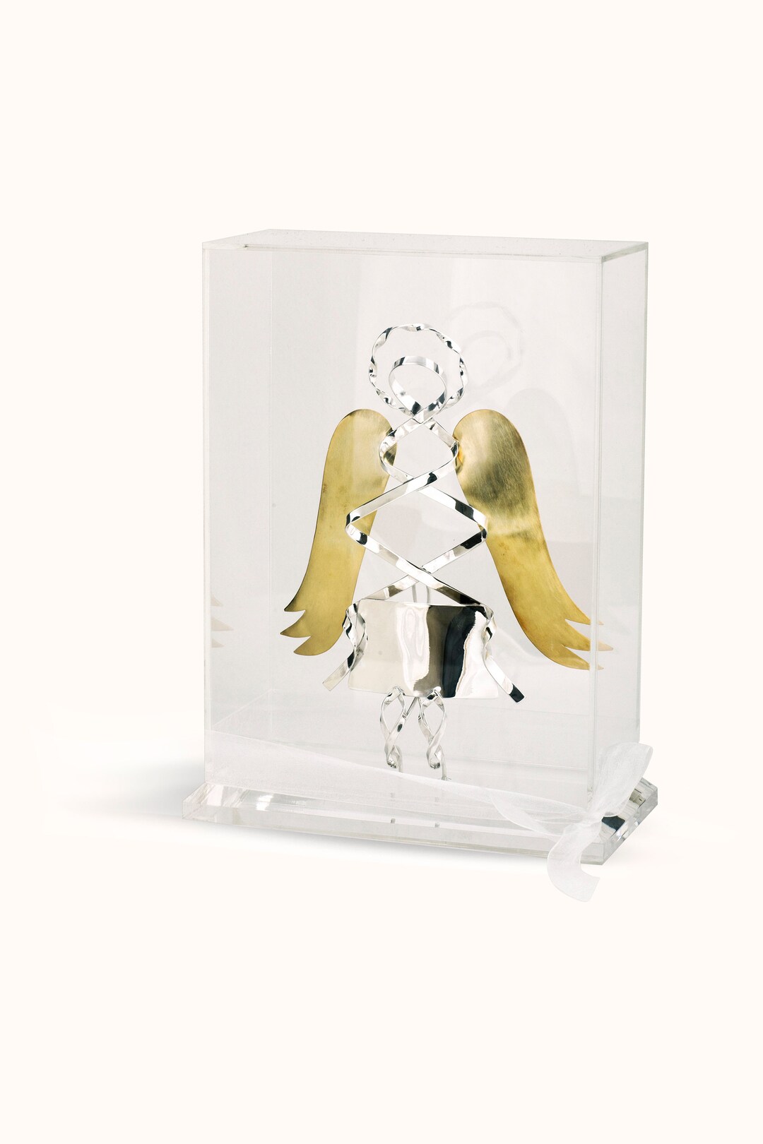 Handmade Sterling Silver 925 Guardian Angel in Plexiglass. Christening ...
