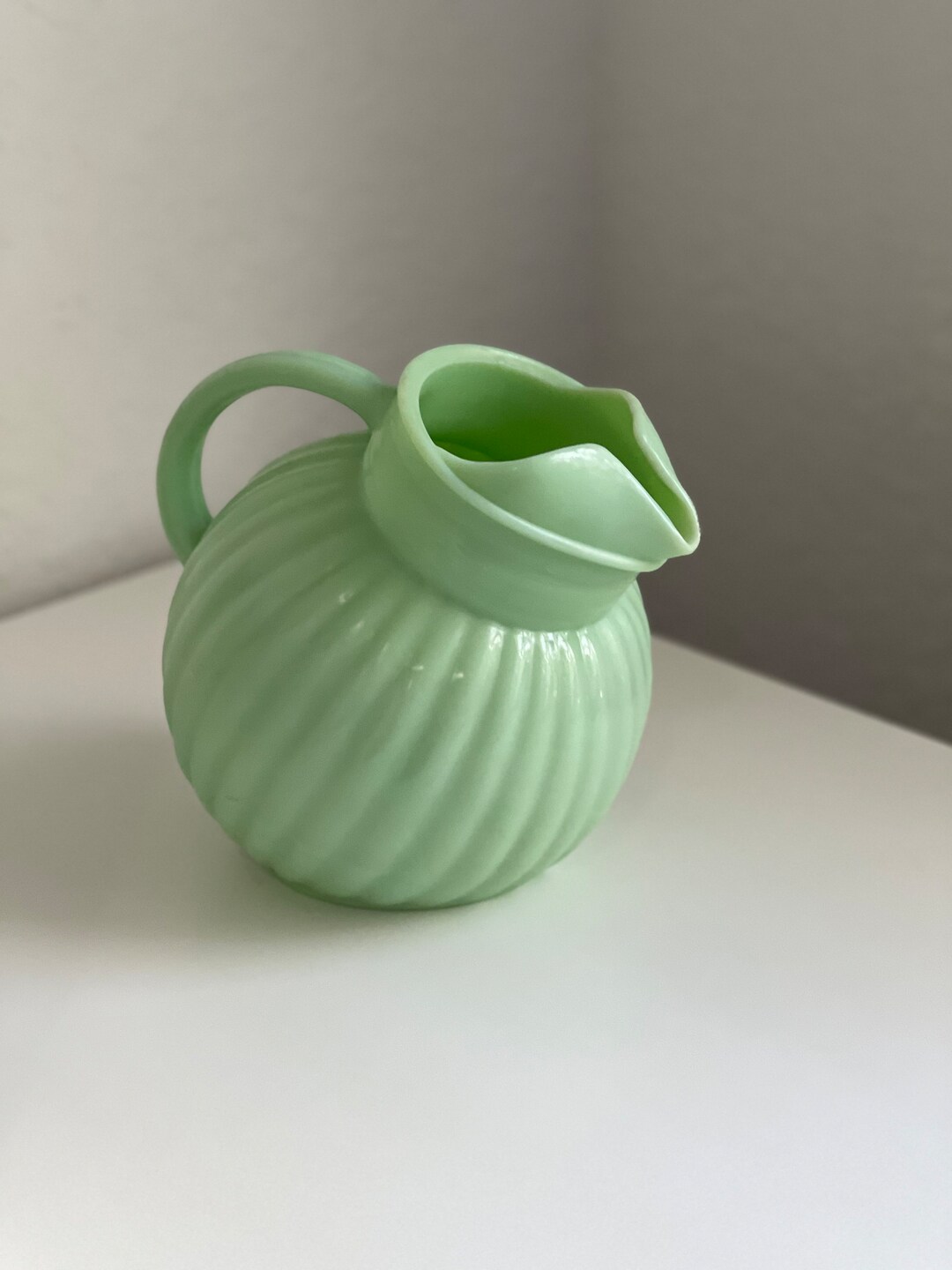 Vintage Gibson Jade Glass Melon Pitcher - Etsy