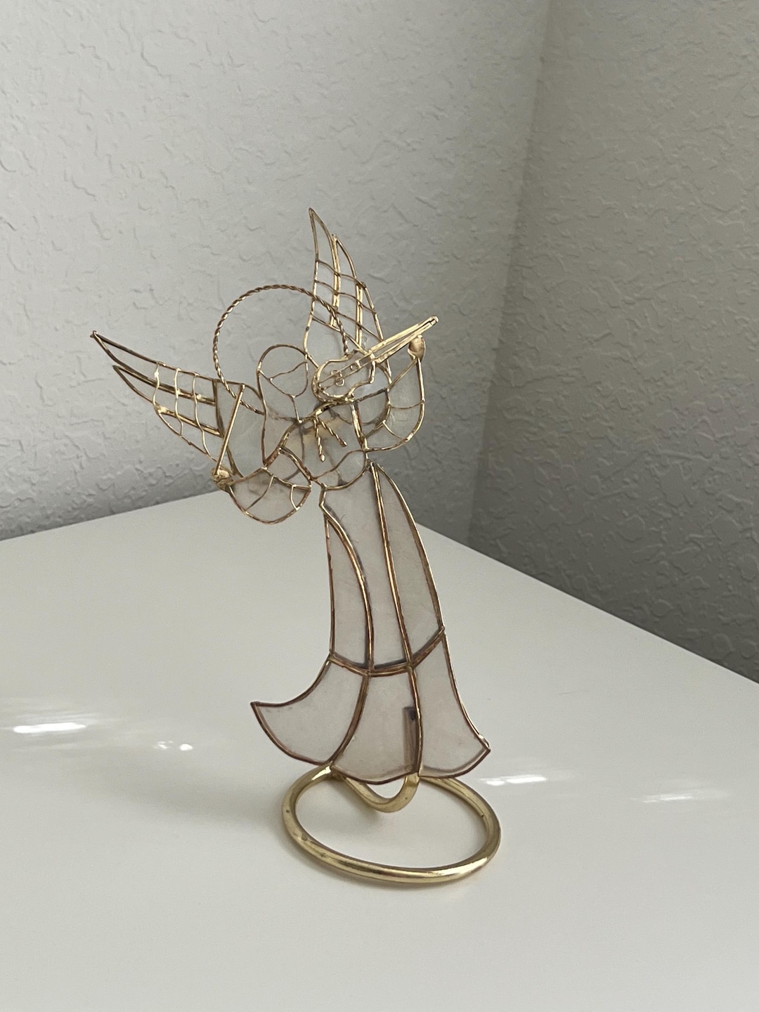 Vintage DSI Brass Capiz Shell Angel Christmas Figure - Etsy