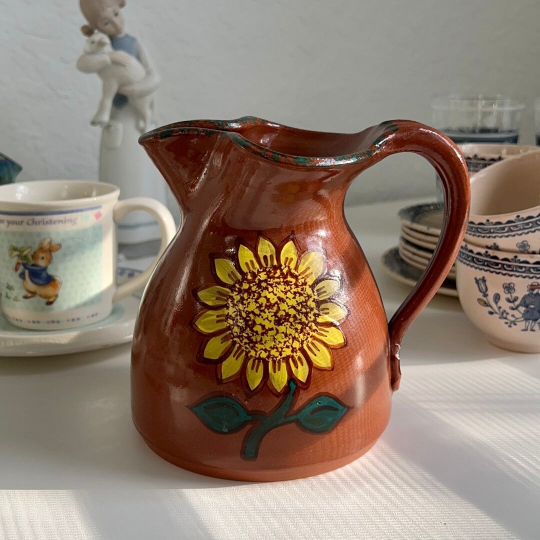 Vintage 90s Three Rivers Pottery Sunflower Pitcher - Etsy