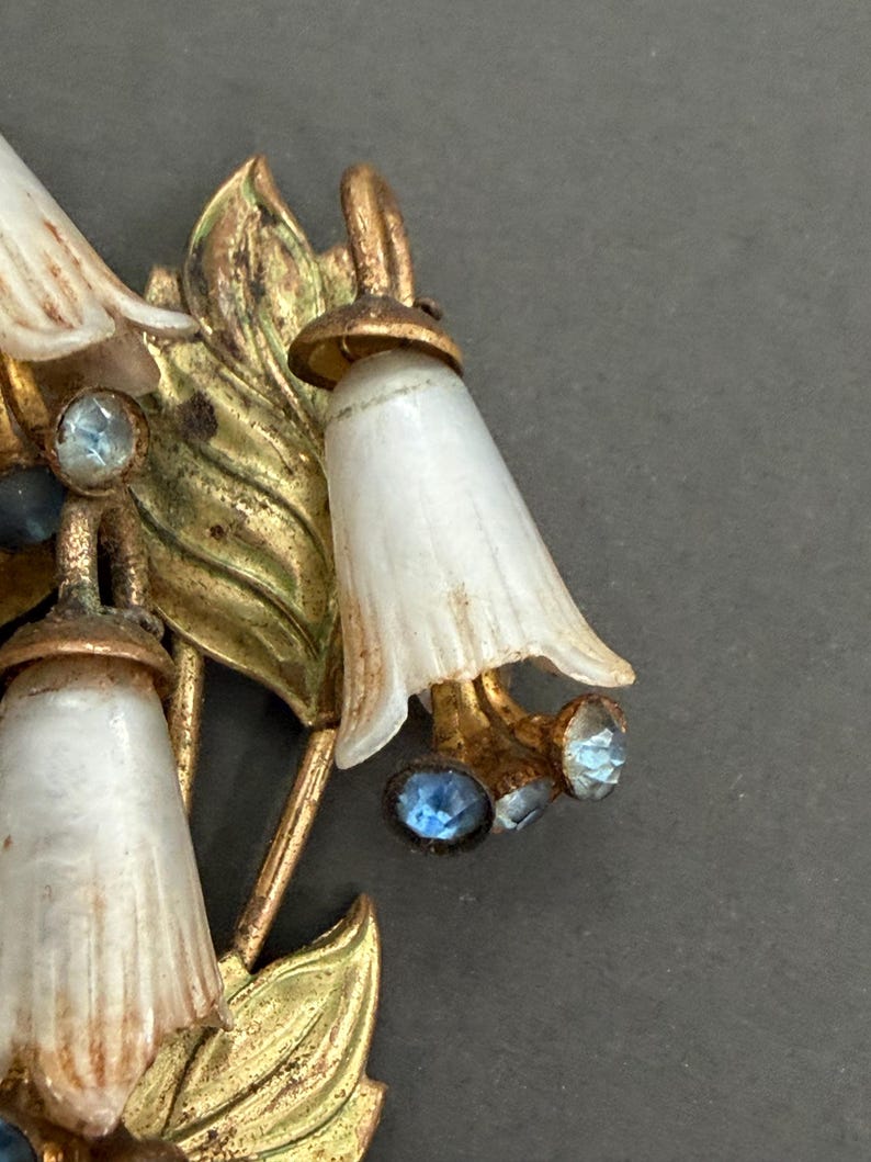 Vintage Early Miriam Haskell Book Blue Rhinestone Bellflower Brooch ...