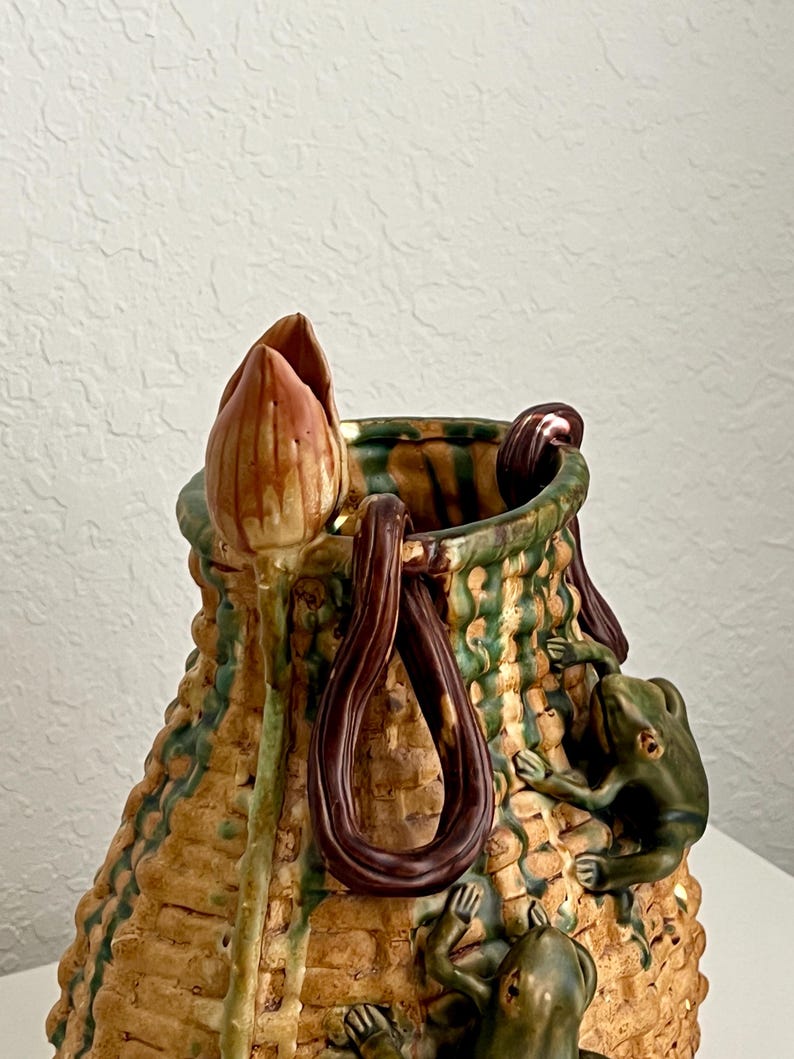Vintage Frogs Lotus Woven Basket Shaped Pottery Vase - Etsy