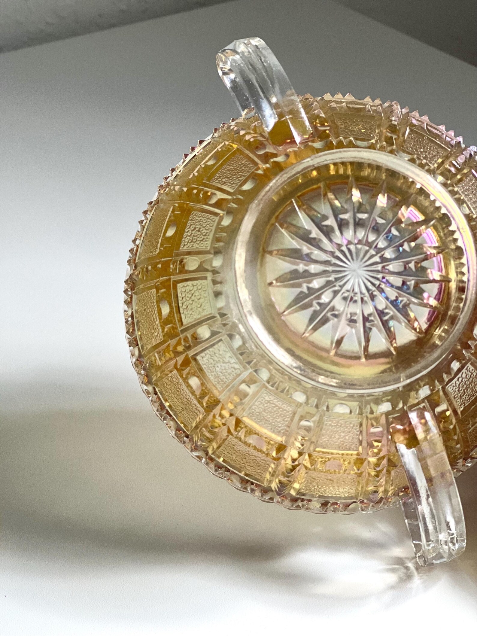 Vintage 1930s Imperial Beaded Block Open Jam Jelly Handled Glass Bowl ...