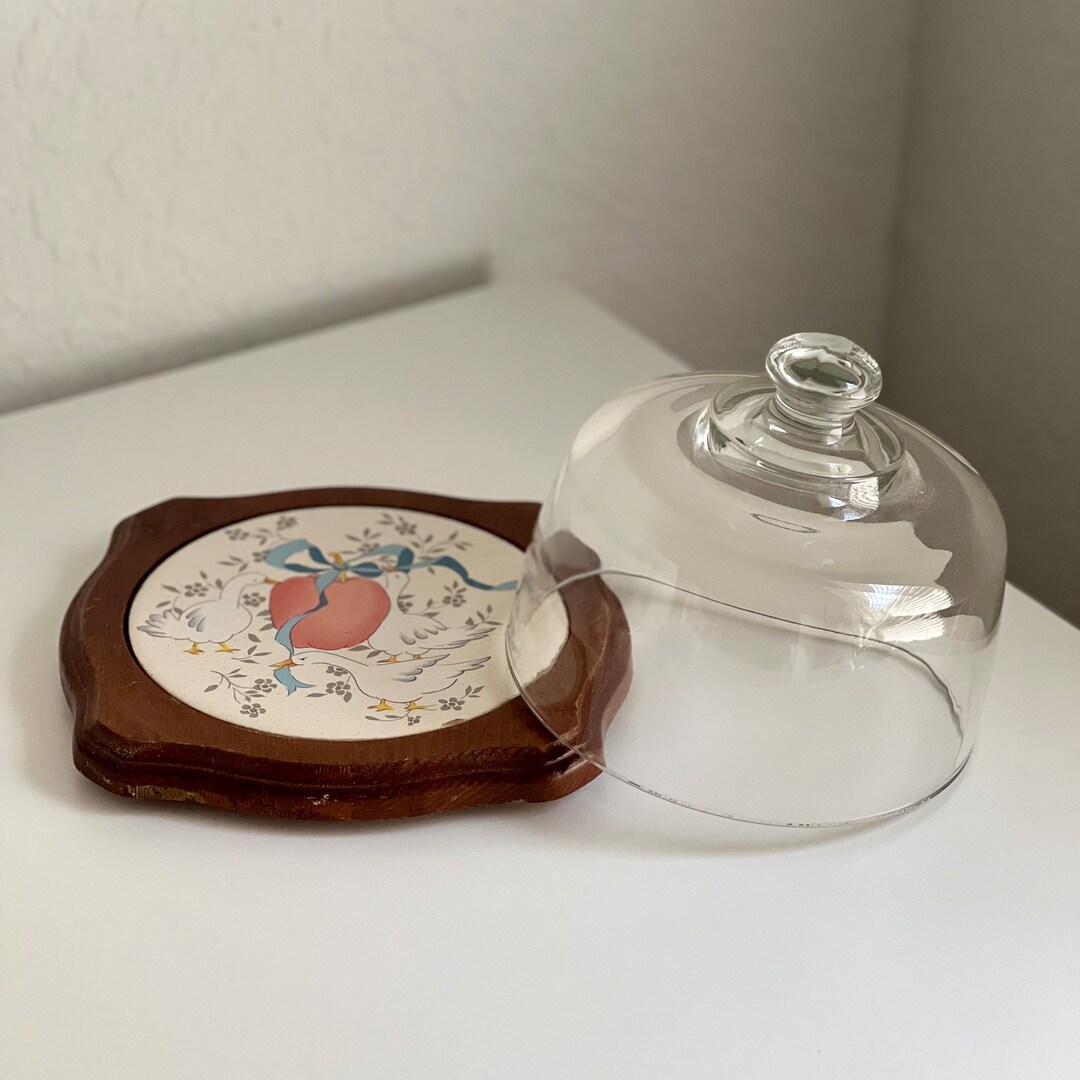 Vintage Goodwood Teak Marmalade Goose Porcelain Trivet With Glass Dome ...