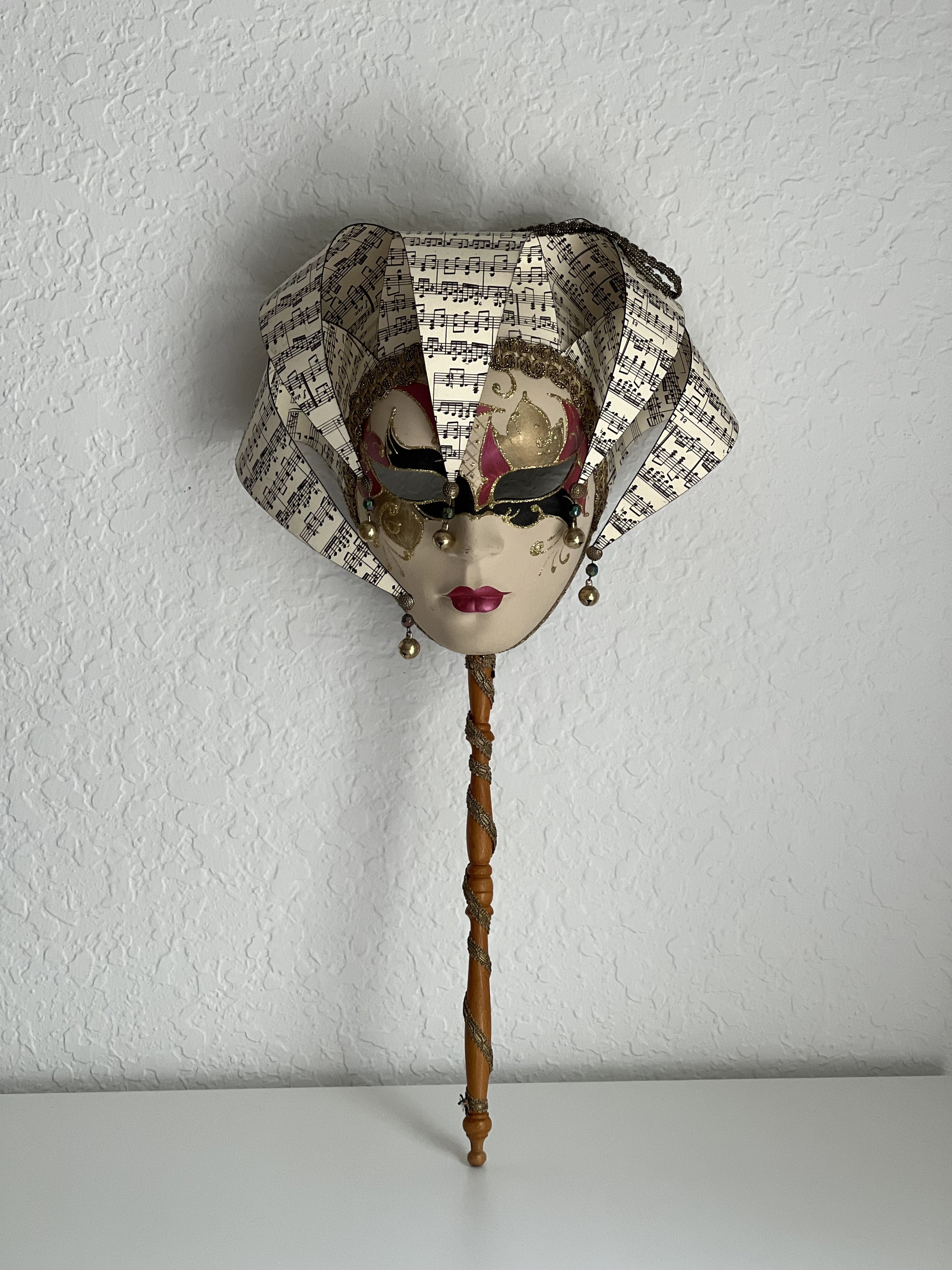 Vintage Venezia Italy Hand Made Wooden Handle Face Mask Wall Decor - Etsy