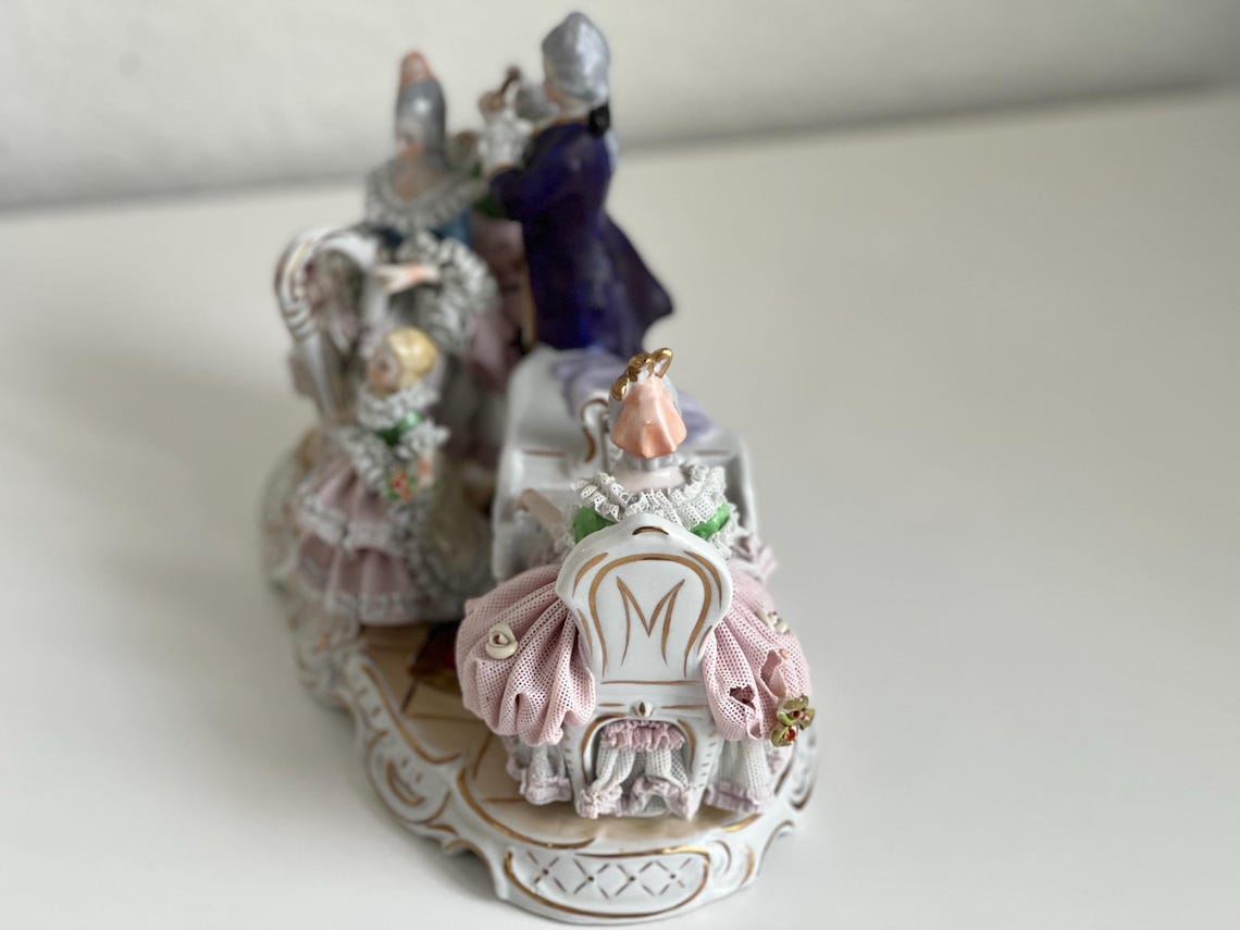 Vintage Dresden Musician Family Lace Porcelain Ceramic Figurine - Etsy