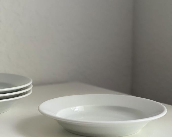 Set Apilco France Porcelain White Rim Soup Bowls - Etsy