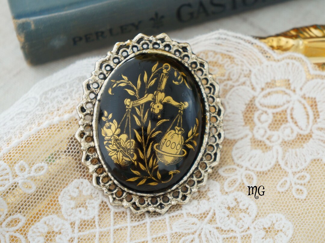 Vintage Balance Rose Flower 1000 One Thousand Pounds? Black Golden ...