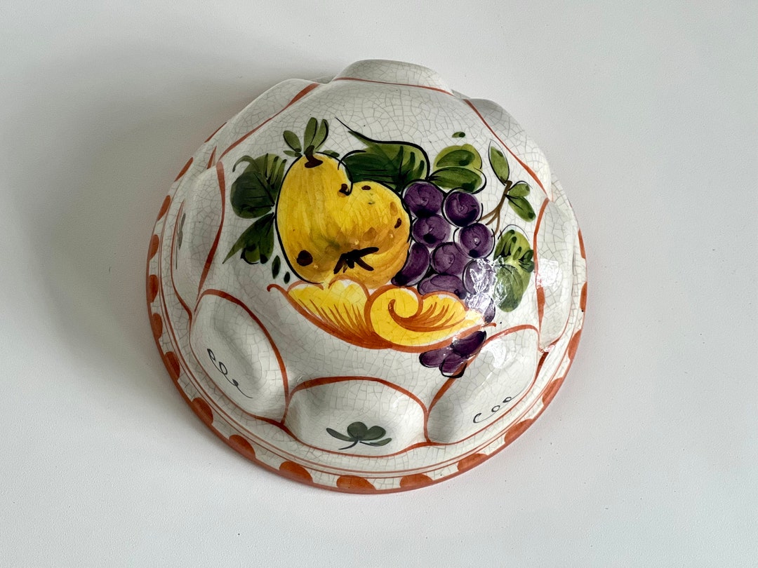 Vintage ABC Bassano Italy Crackle Design Ceramic Jello Cake Mold Hand ...