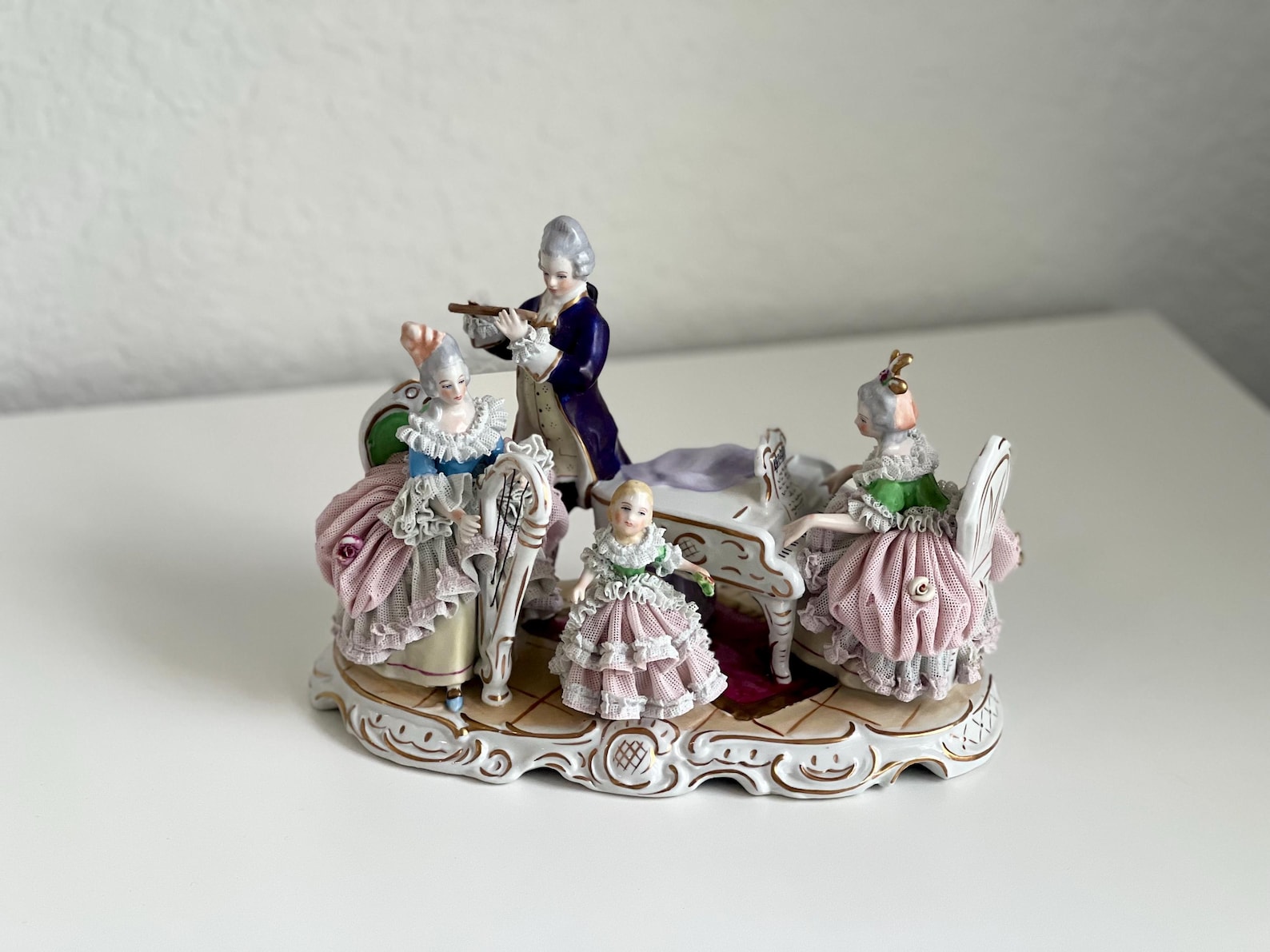 Vintage Dresden Musician Family Lace Porcelain Ceramic Figurine - Etsy