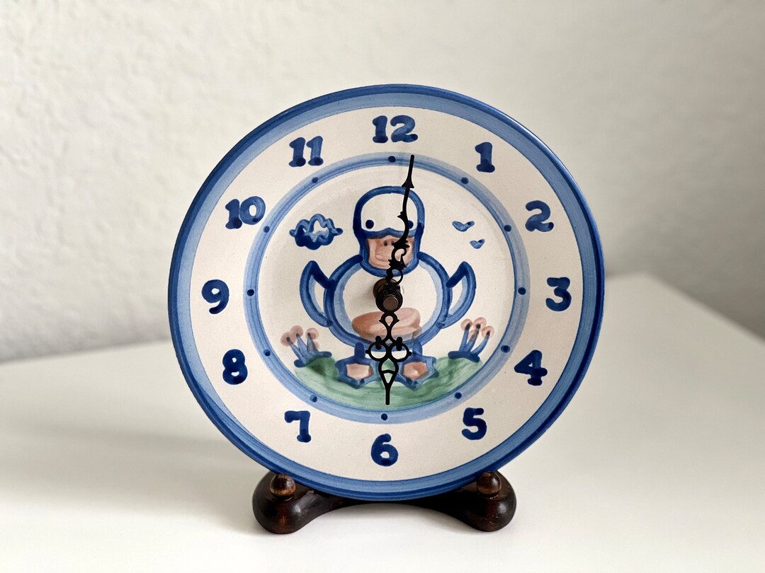 Vintage MA Hadley Pottery Blue Duck Clock (it Works) - Etsy