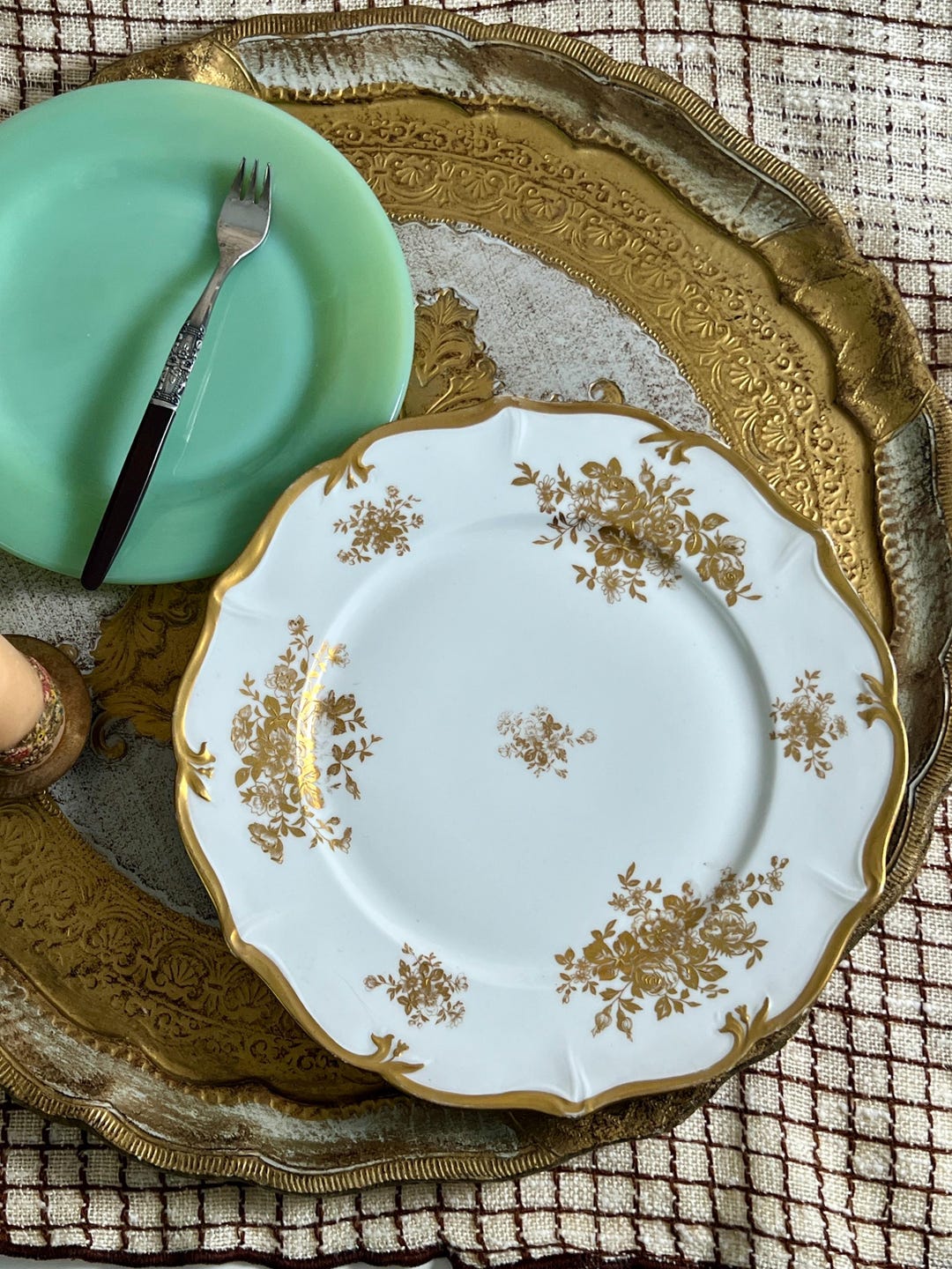 Vintage France Limoges Wright Kay & Co. Hand Painted Gold Rim Porcelain ...