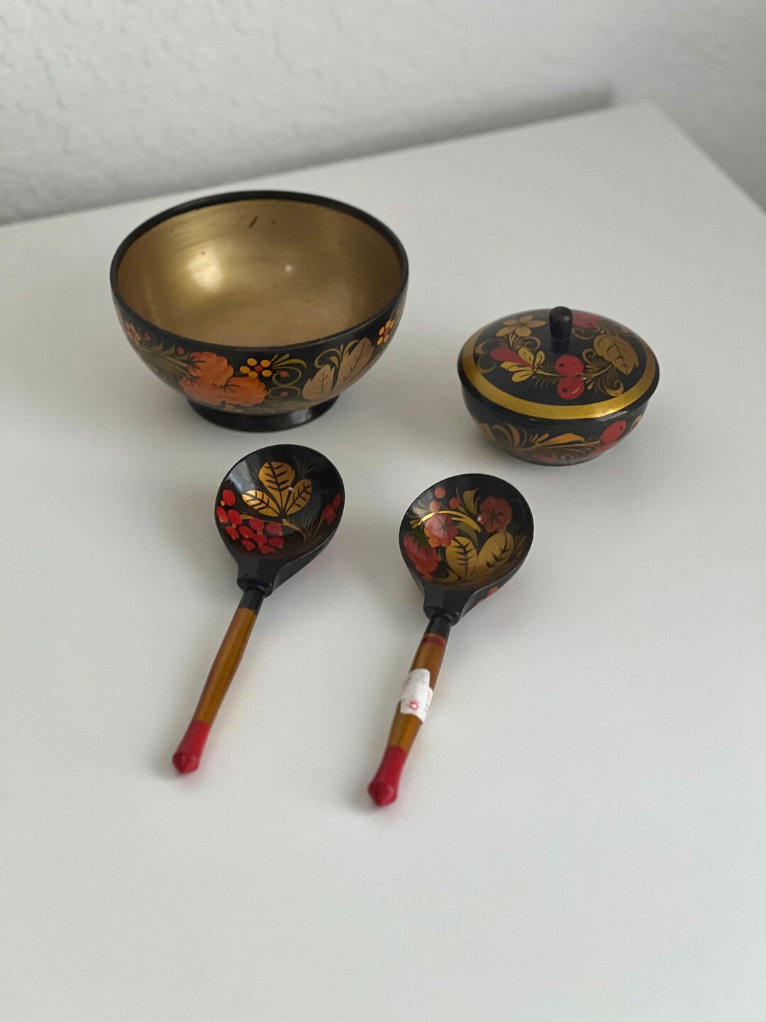 Choice~ Vintage USSR Russian Russia Khokhloma Lacquerware Hand Painted ...