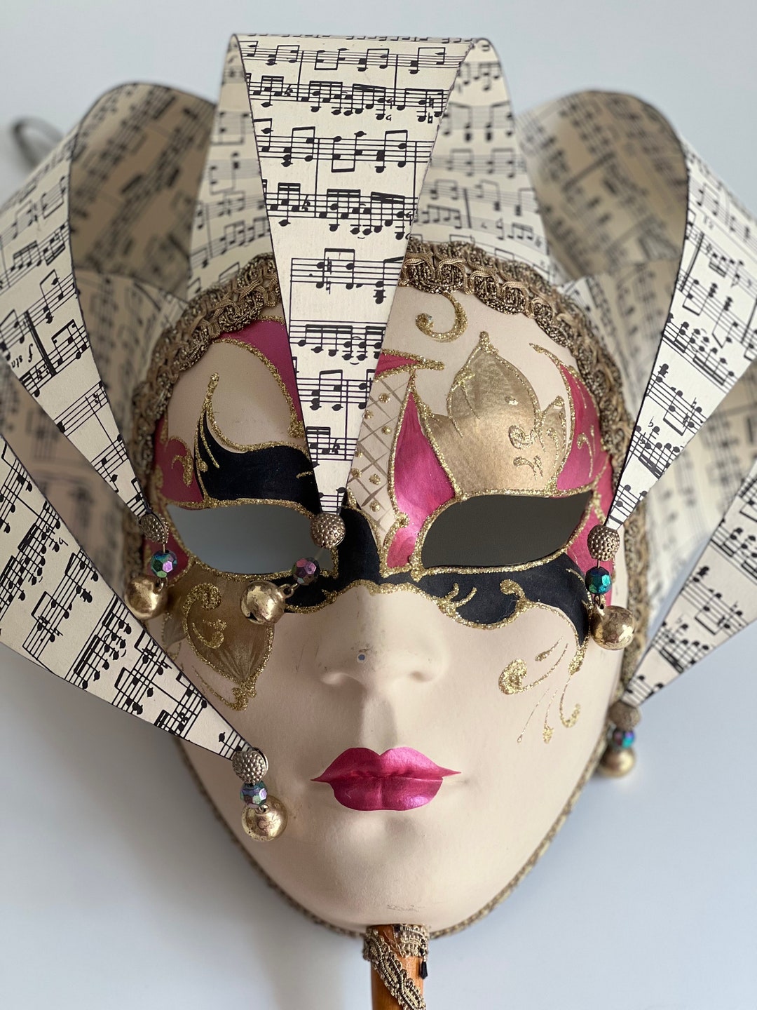 Vintage Venezia Italy Hand Made Wooden Handle Face Mask Wall Decor - Etsy