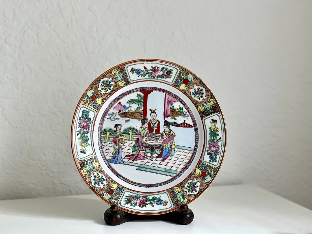 Vintage 1980s China Canton Characters Porcelain Famille Rose Mandarin ...