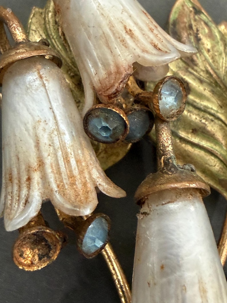 Vintage Early Miriam Haskell Book Blue Rhinestone Bellflower Brooch ...